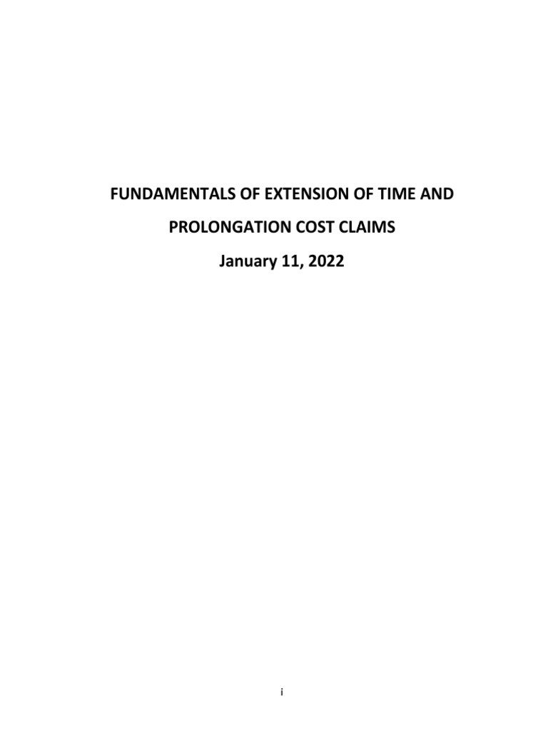 Fundamentals of Extension of Time and Prolongaion Cost Claims - Tuccar ...