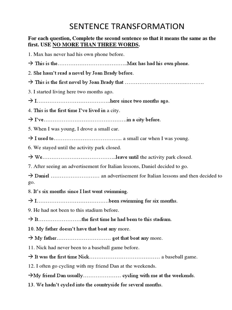 A.baitap - Bai3 - Sentence Transformation | PDF