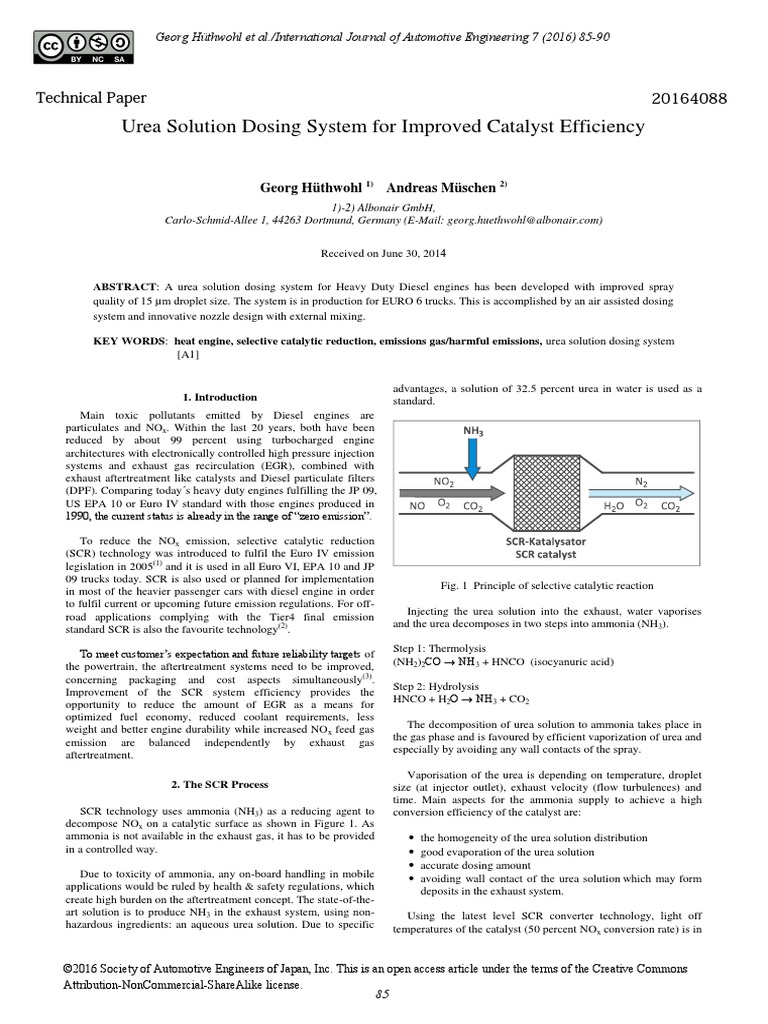 Urea Solution Dosing System For Improved Catalyst Efficiency | PDF ...