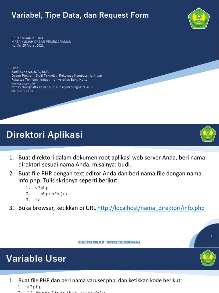 Variabel, Tipe Data, Dan Request Form | PDF