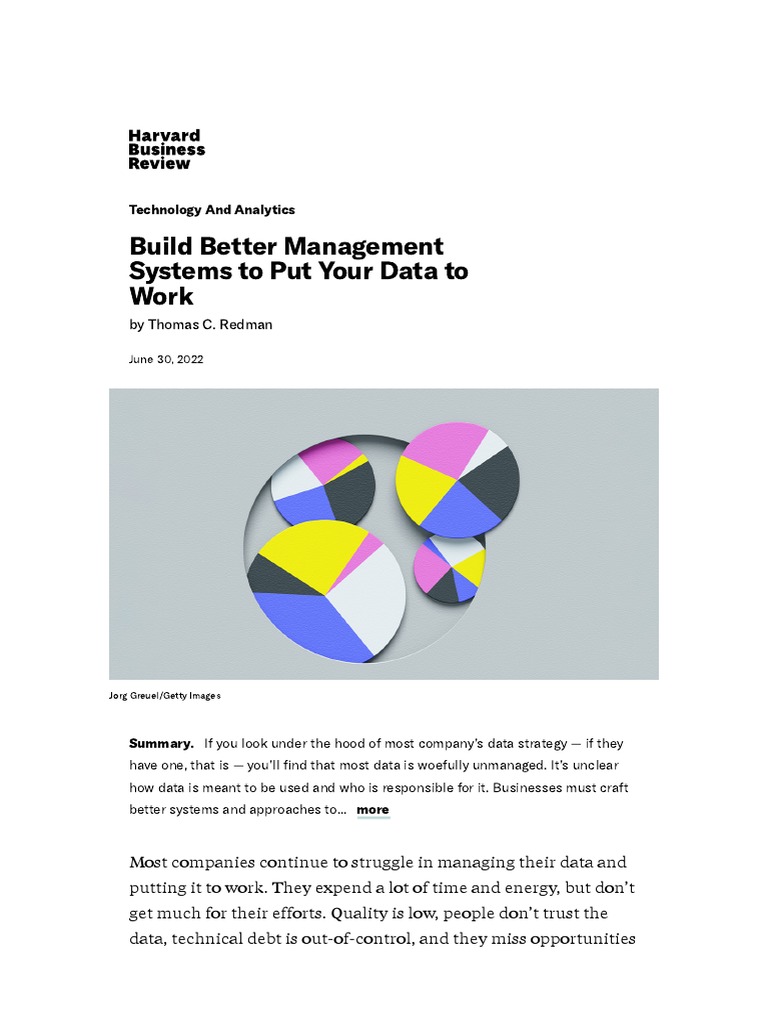 Build Better Management Systems To Put Your Data To Work | PDF | Data ...