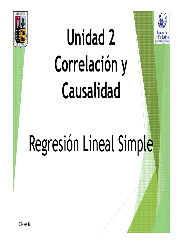 Unidad 2 Correlación y Causalidad: Regresión Lineal Simple | PDF | Regresión lineal | Análisis ...