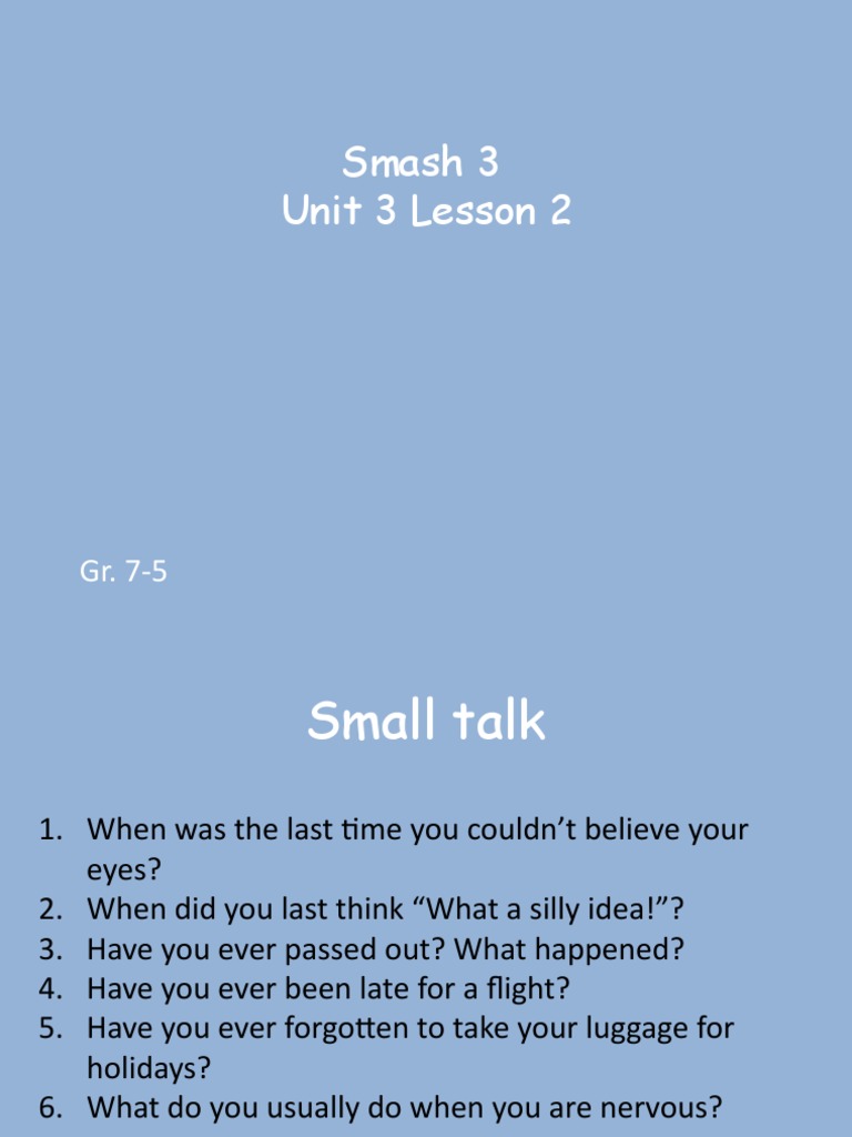 Smash 3 Unit 3 Lesson 2 | PDF