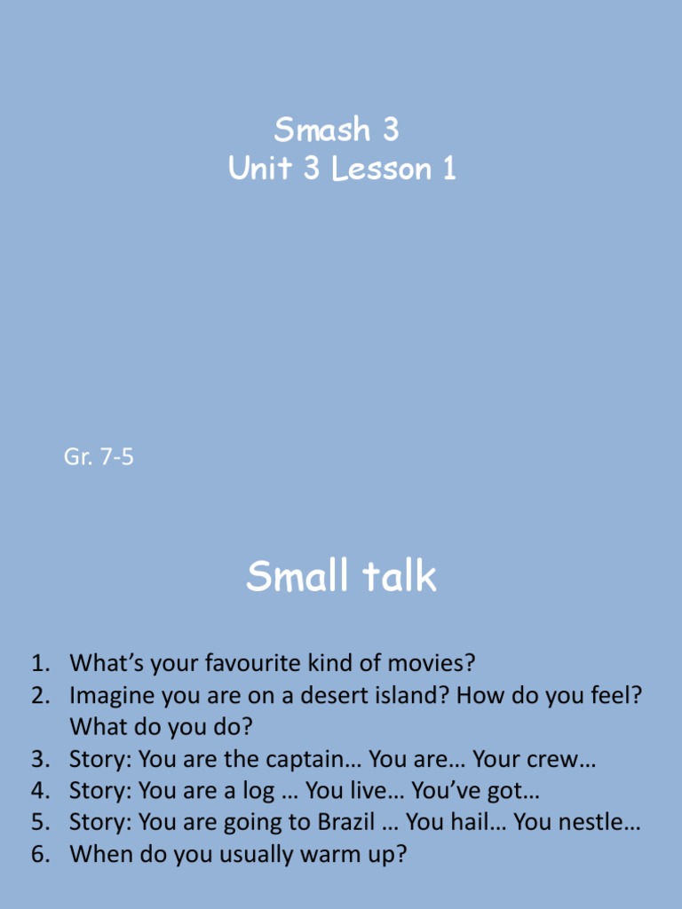 Smash 3 Unit 3 Lesson 1 | PDF