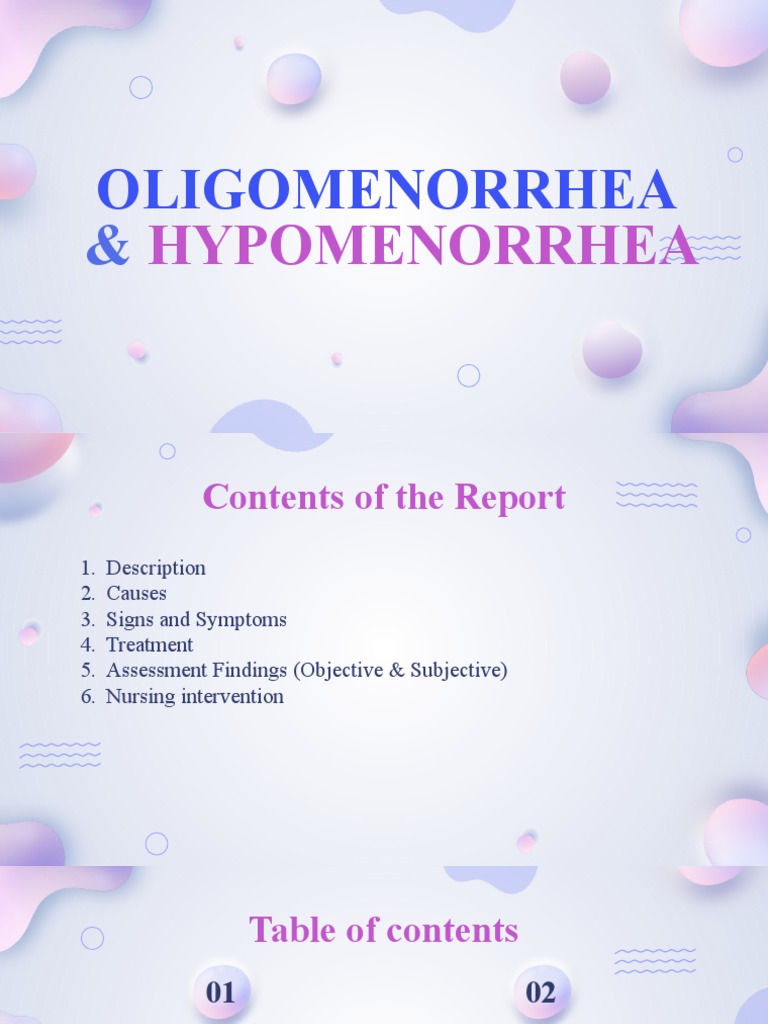 Oligomenorrhea & Hypomenorrhea Guide | PDF | Menstruation | Polycystic ...