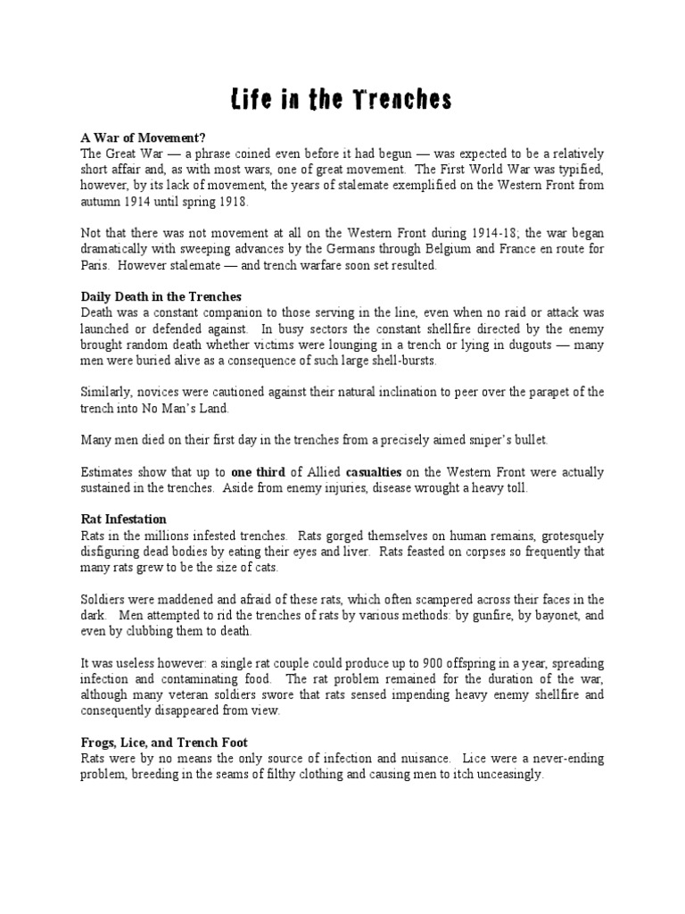 Life in The Trenches | PDF | Trench Warfare
