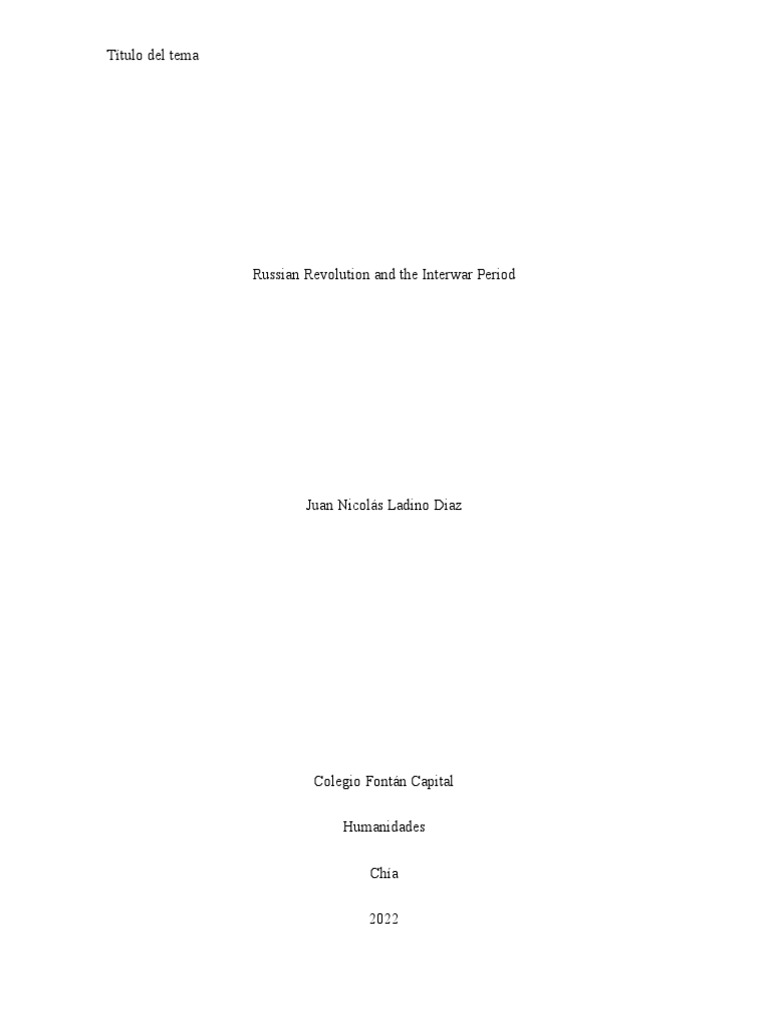 Russian Revolution and The Interwar Period | PDF | Gran depresion ...