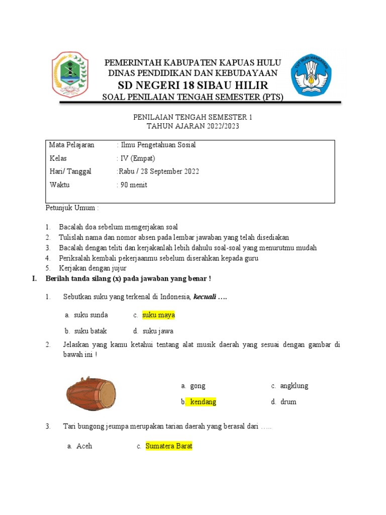 PTS Ips Kelas 4 | PDF