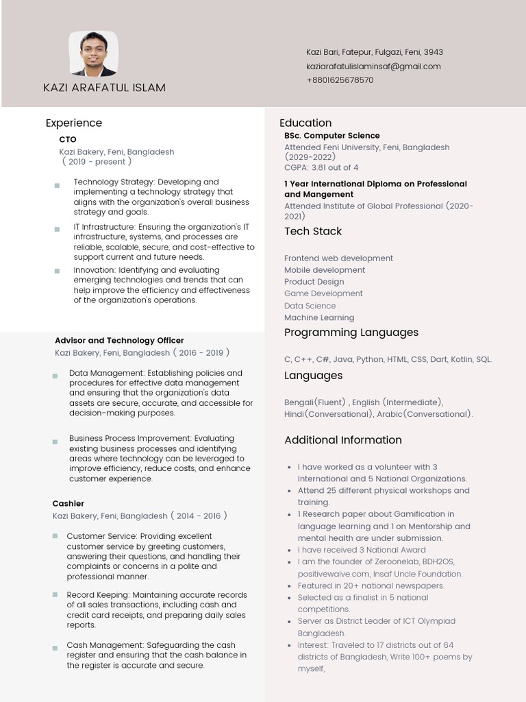 Resume For MIT | PDF | Computing | Information Technology Management