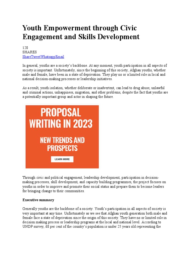 Youth Empowerment Through Civic Engagement And Skills Development Pdf Empowerment Leadership