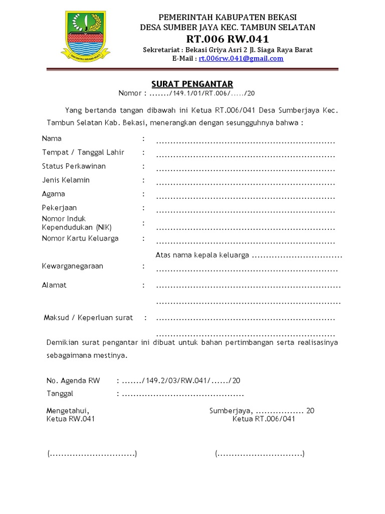 Format Surat - RT 006 | PDF