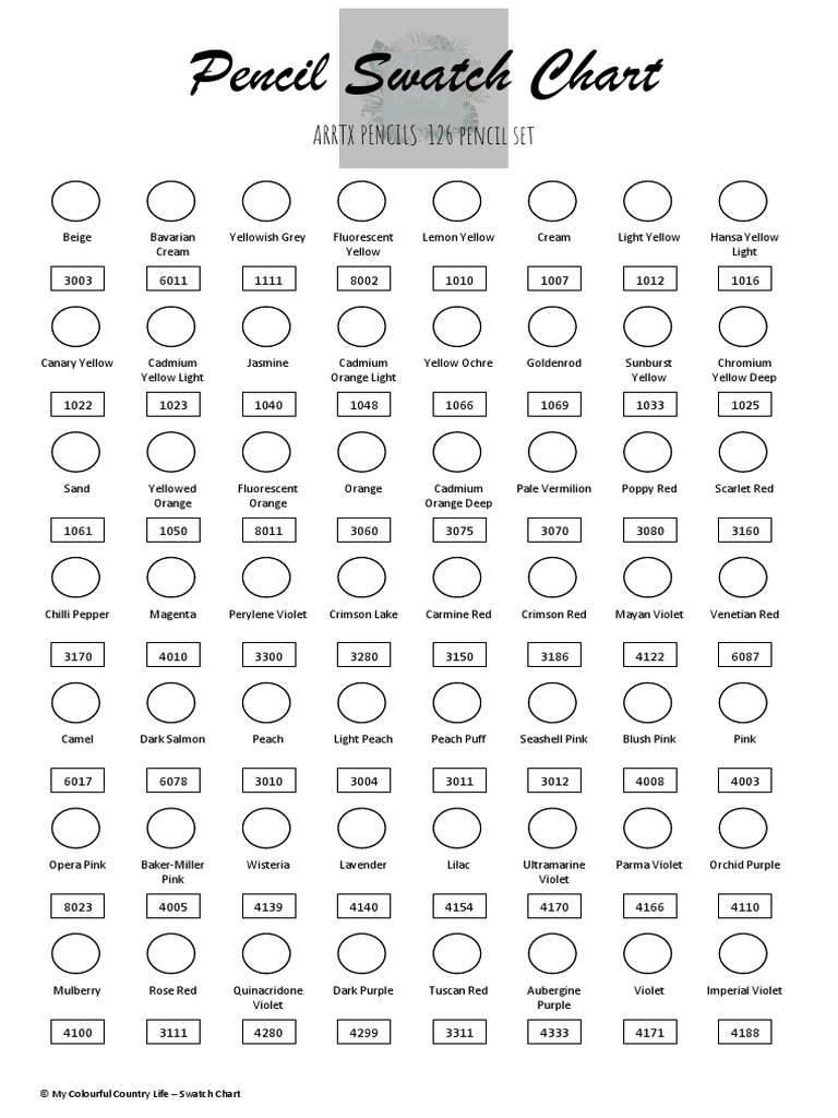 Swatch Chart - ARRTX 126 set | PDF | Blue | Green