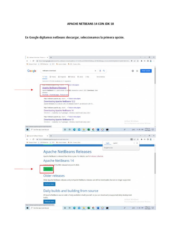 Instalación de Apache Netbeans 14 Con JDK 18 | PDF