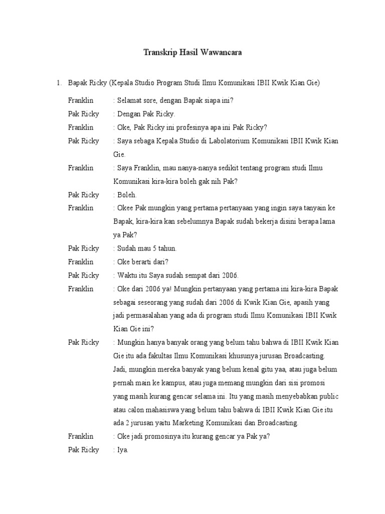 Transkrip Hasil Wawancara Campaign PR (Ilkom) | PDF