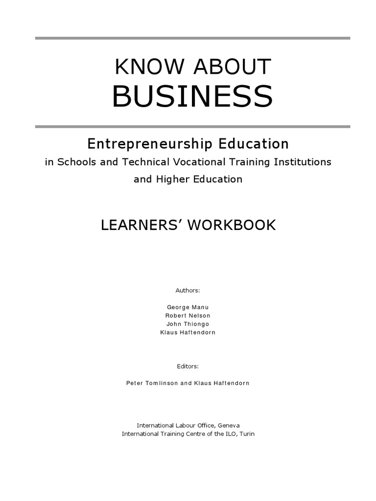 Learners Workbook | PDF | Entrepreneurship | Learning