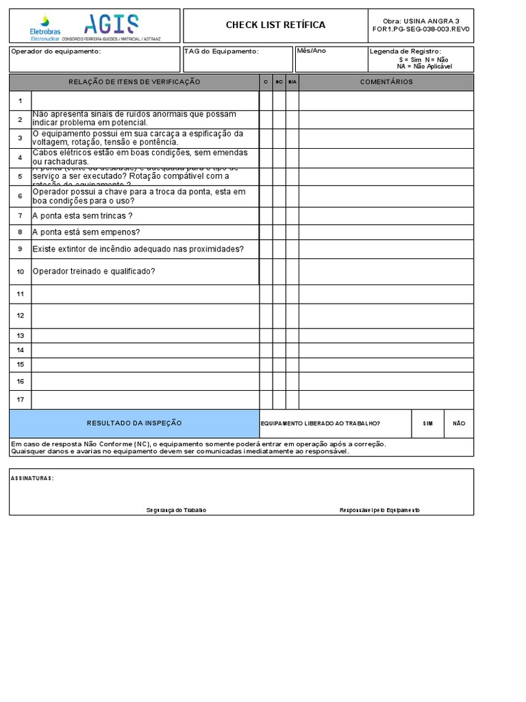 Check List Retífica | PDF