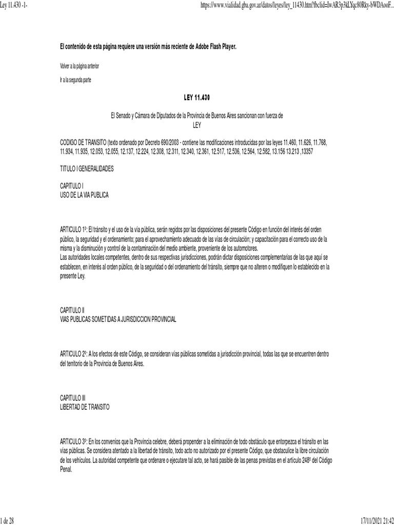 Ley 11.430 - Código de Tránsito de la Provincia de Buenos Aires ...