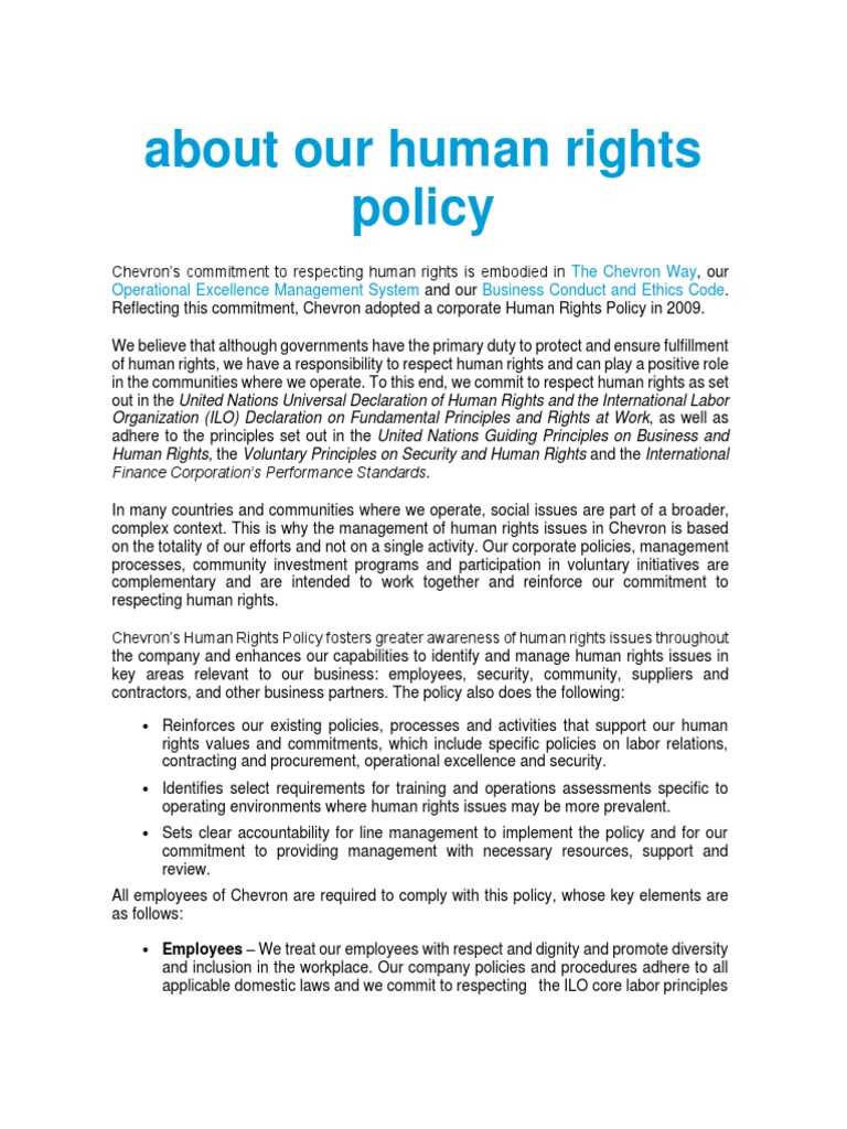 About Our Human Rights Policy | PDF | Employment | Human Rights
