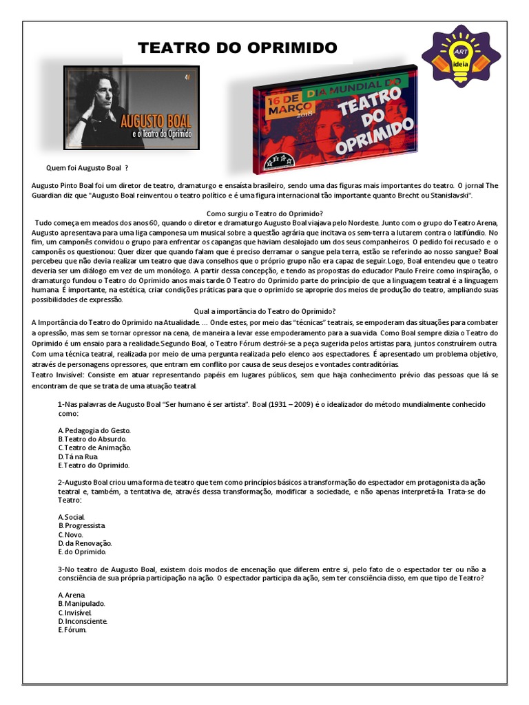 Exercício Teatro Do Oprimido - Augusto Boal | PDF