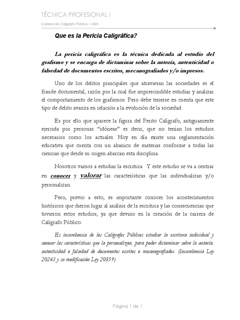1. ¿Qué es la pericia Caligráfica | PDF