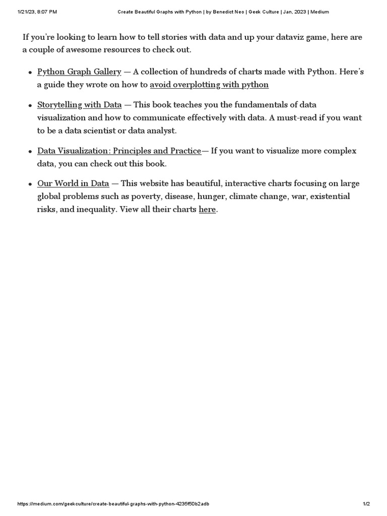 Create Beautiful Graphs With Python - by Benedict Neo - Geek Culture - Jan, 2023 - Medium | PDF