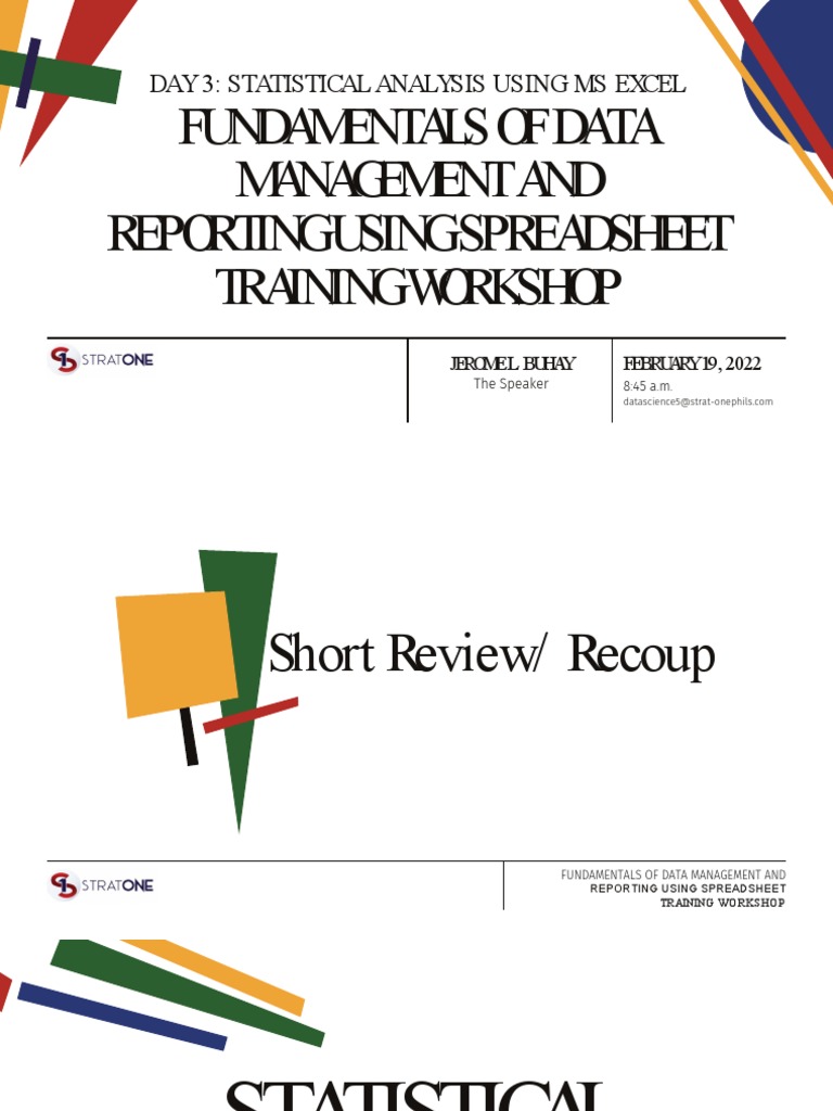 Statistical Analysis in Excel Workshop | PDF | Computers