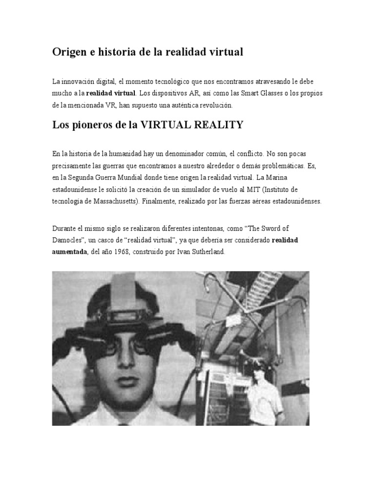Origen e Historia de La Realidad Virtual | PDF