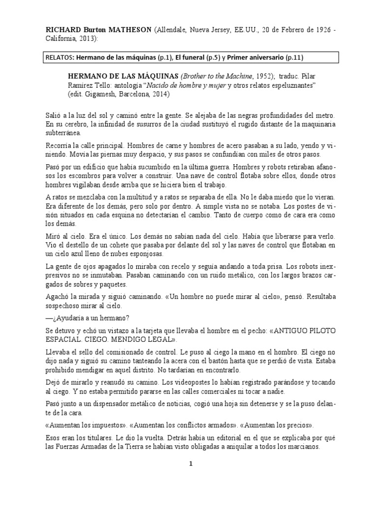 MATHESON, Richard-3 Relatos de CF o Fantasia-Terror | PDF