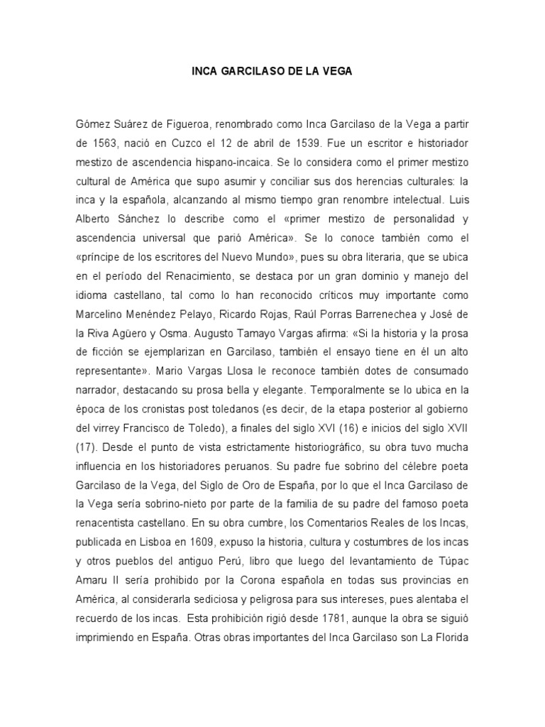 Inca Garcilaso de La Vega | PDF | Perú