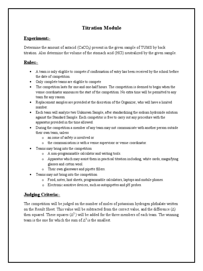 Back Titration Experiment | PDF | Titration | Chemistry
