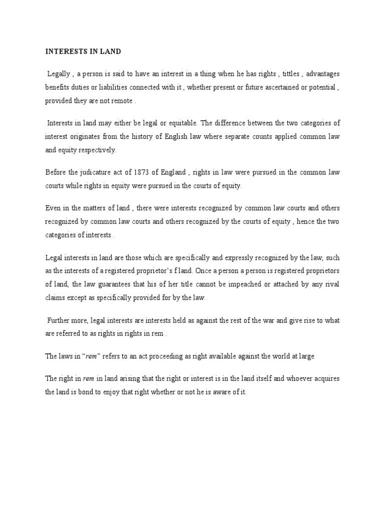 Land Law Notes Pdf Leasehold Estate Lease