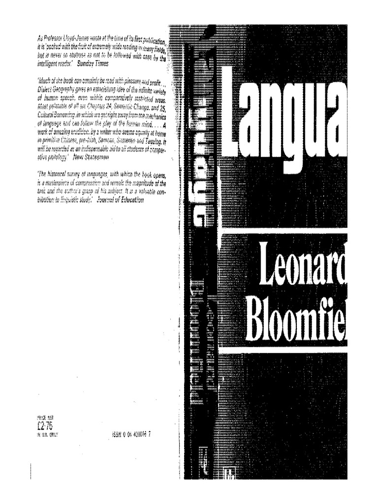Bloomfield Leonard - Language (1933) | PDF | Philology | Language Arts ...
