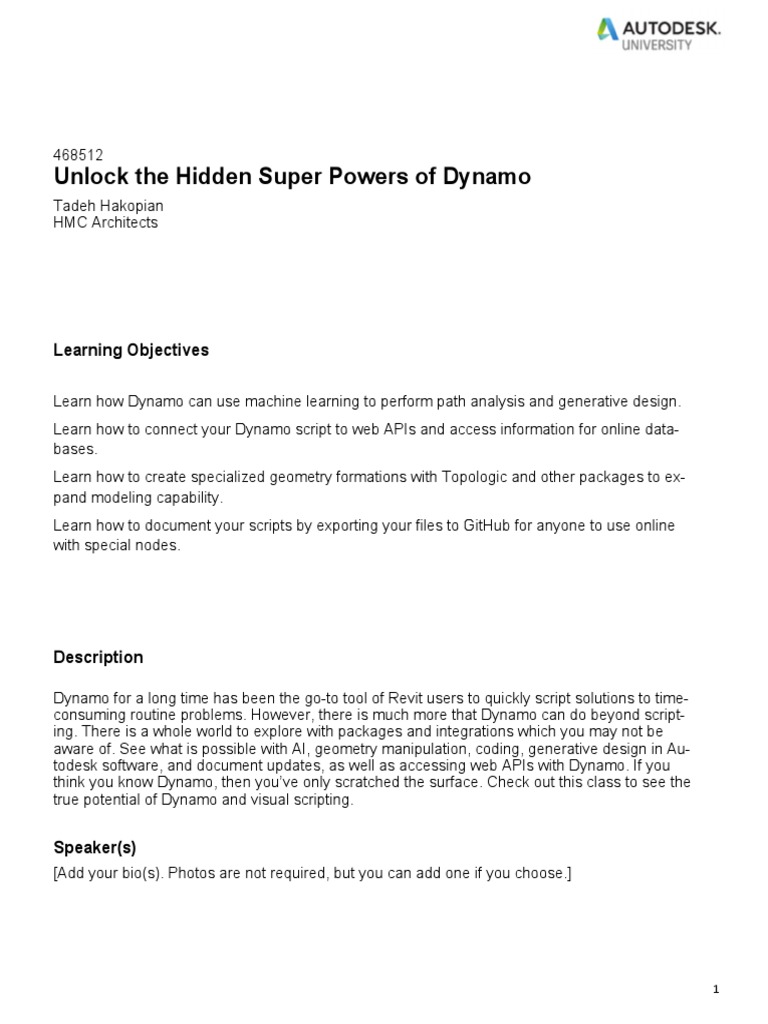 AU2020 - SD468512 - Unlock The Hidden Super Powers of Dynamo | PDF ...