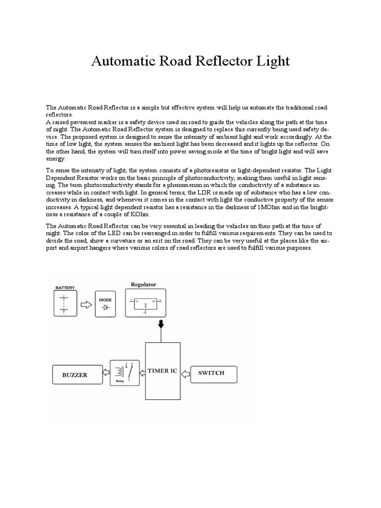 Automatic Road Reflector System | PDF | Computers