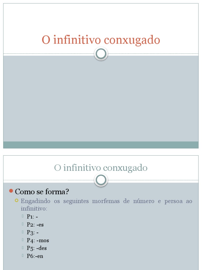 O Infinitivo Conxugado | PDF