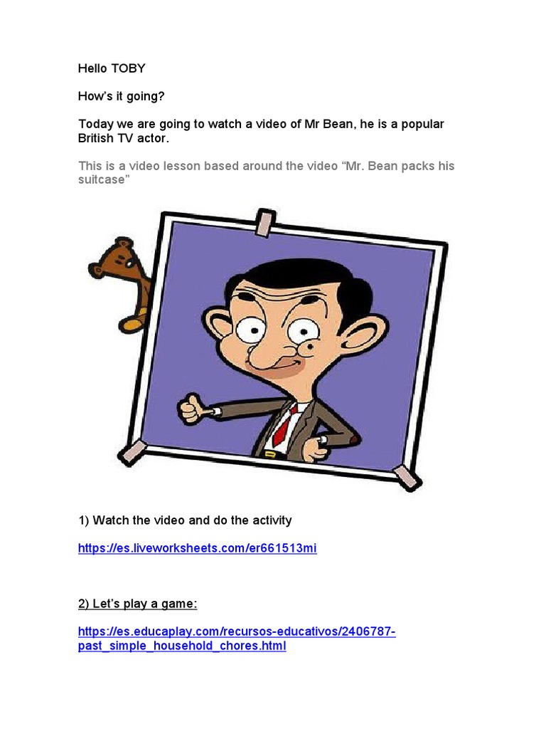 Mr. Bean Video Lesson Activities | PDF | Travel