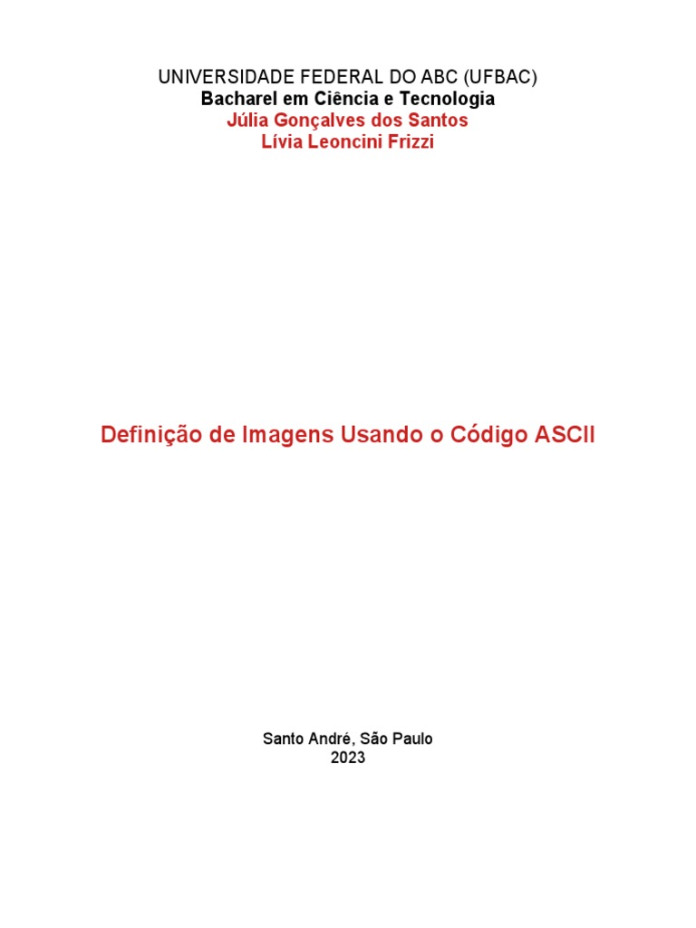 Trabalho 3 Incompleto | PDF | Ascii | Imagem