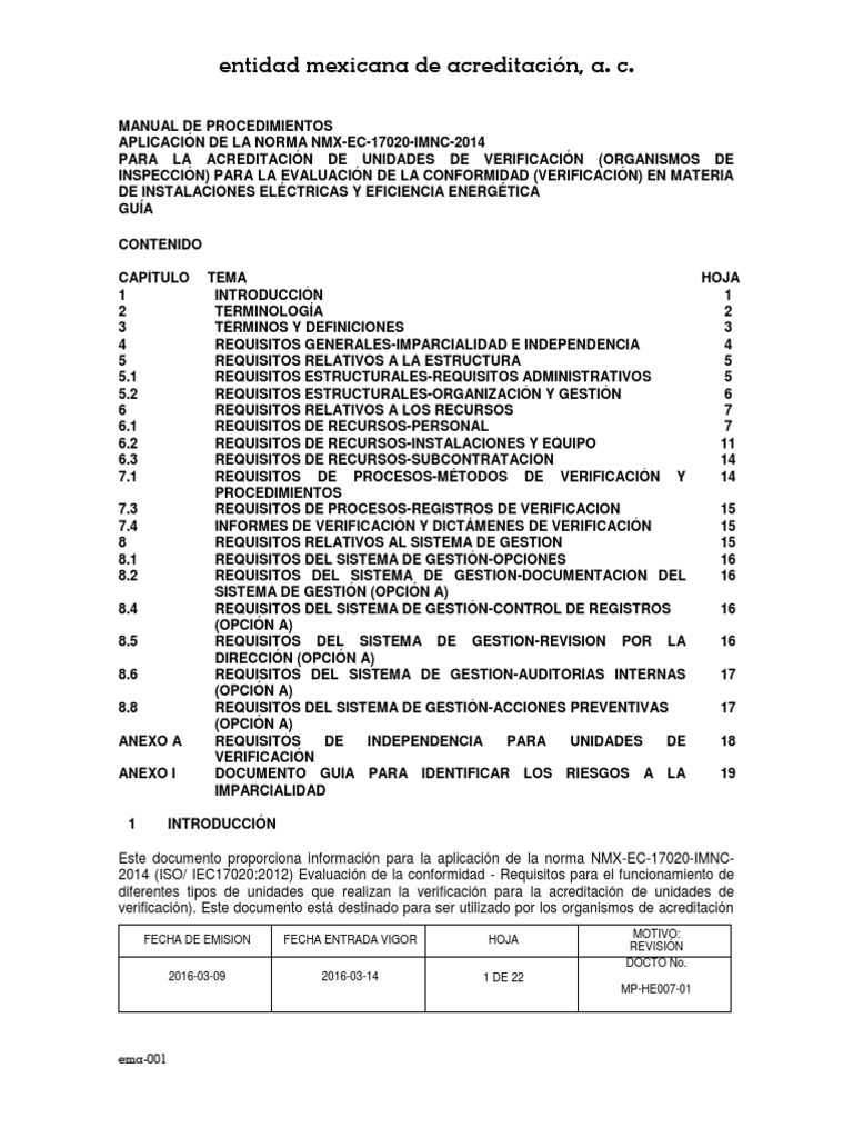 Guia de Aplicacion NMX-EC-17020IMN CenInstElecyEficEner01 | PDF | Calibración | Medición
