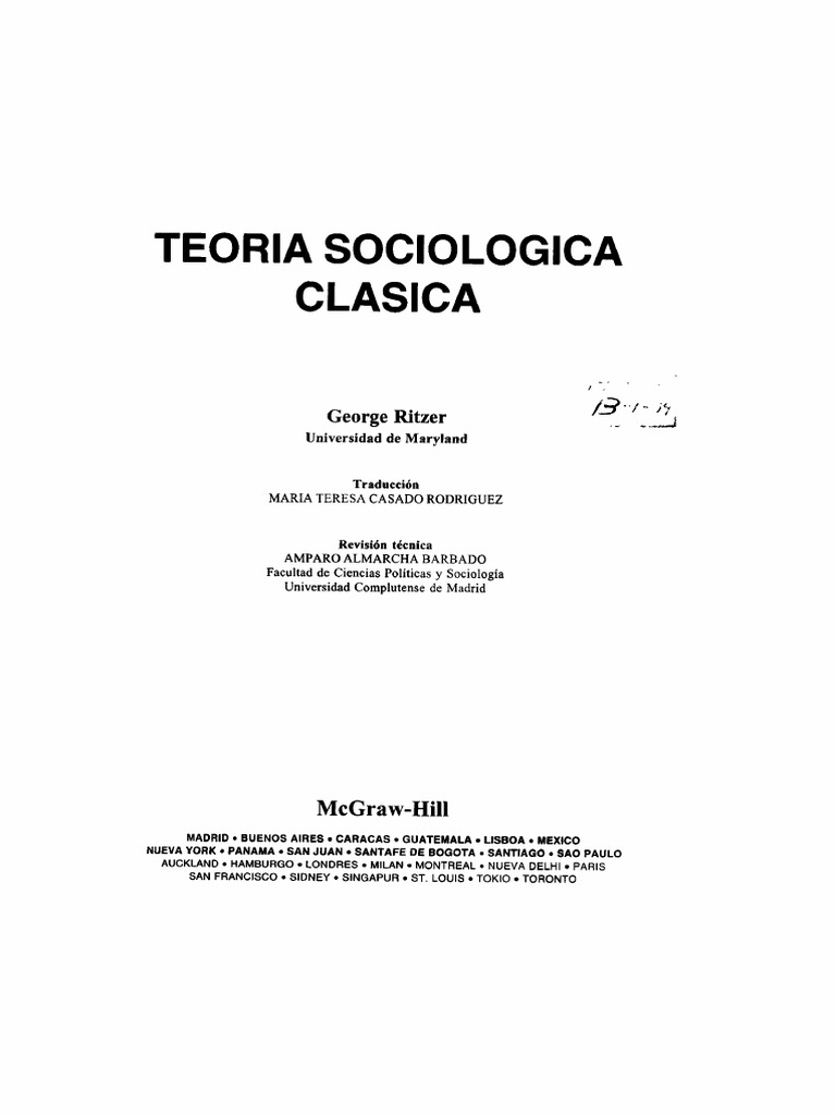 Ritzer, George Teoría Sociológica Clásica (Cap. 3 - Pags. 91-122) | PDF
