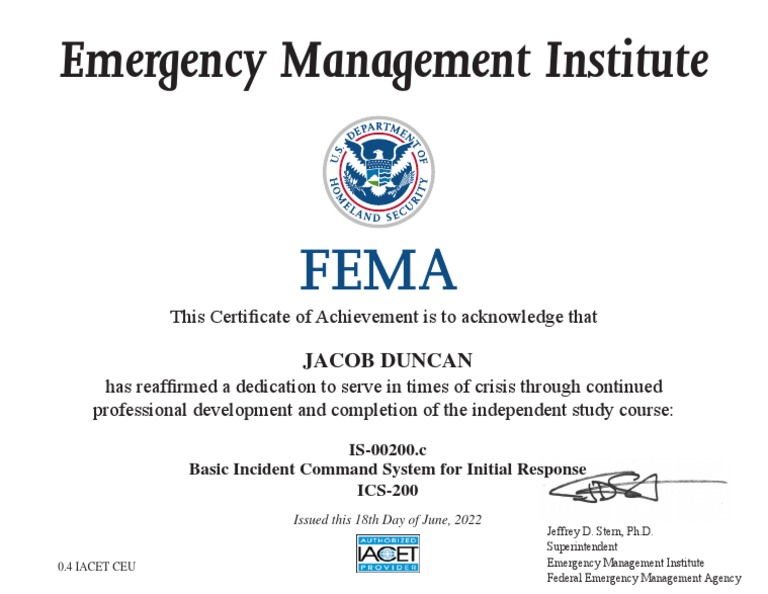 Ics 200 C Cert | PDF