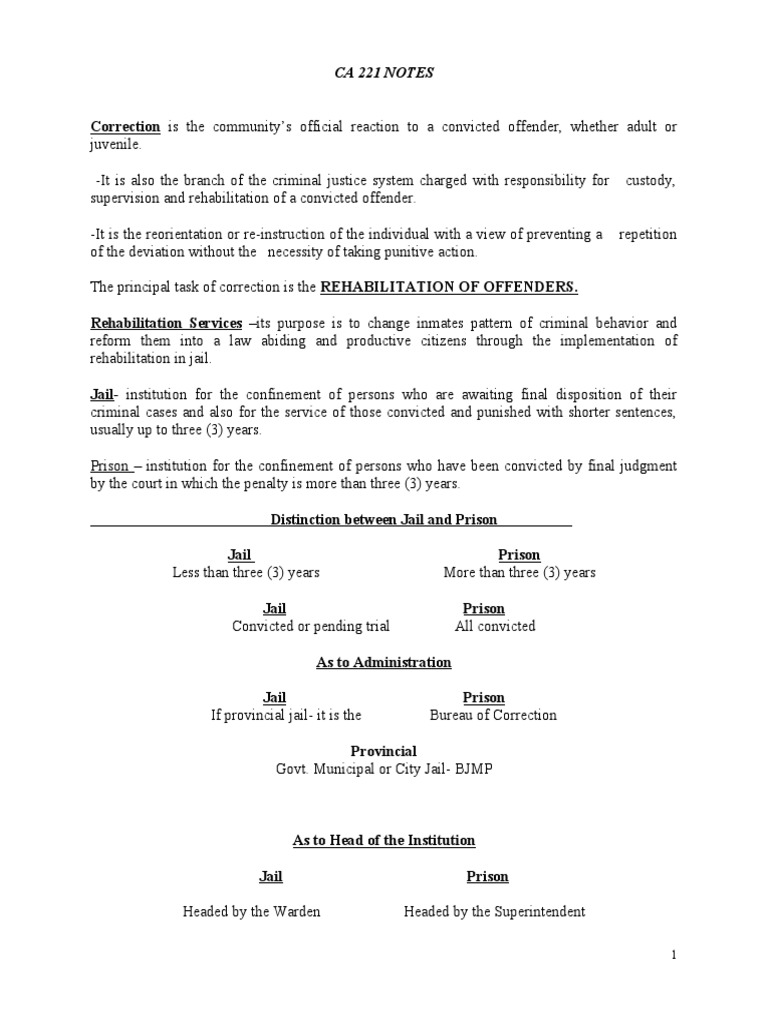 Ca 221 Notes | PDF | Prison | Crimes