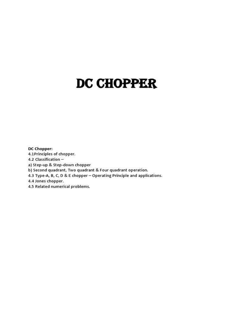 DC Chopper | PDF | Direct Current | Electricity