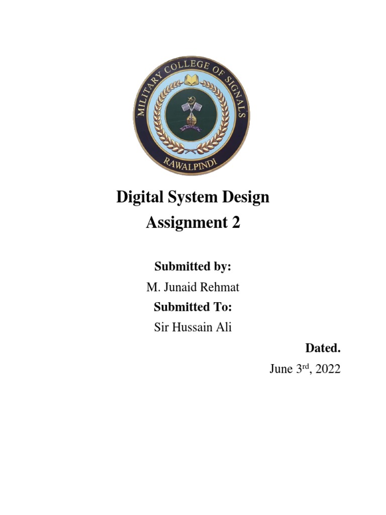 Dsd Assignment 2 Junaid Bee56 Pdf Field Programmable Gate Array System On A Chip 