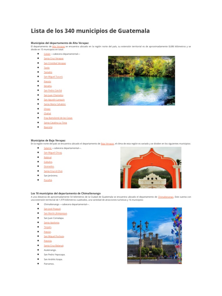 Lista de Los 340 Municipios de Guatemala | PDF