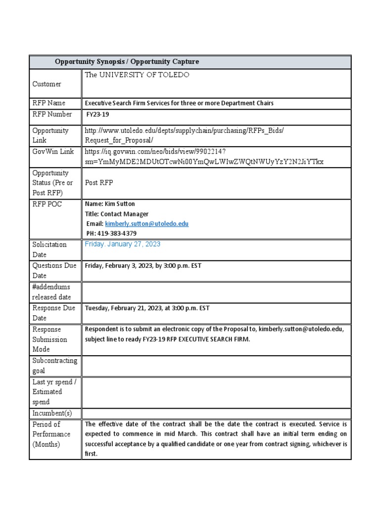 Executive Search Firm Services For Three or More Department Chairs ...