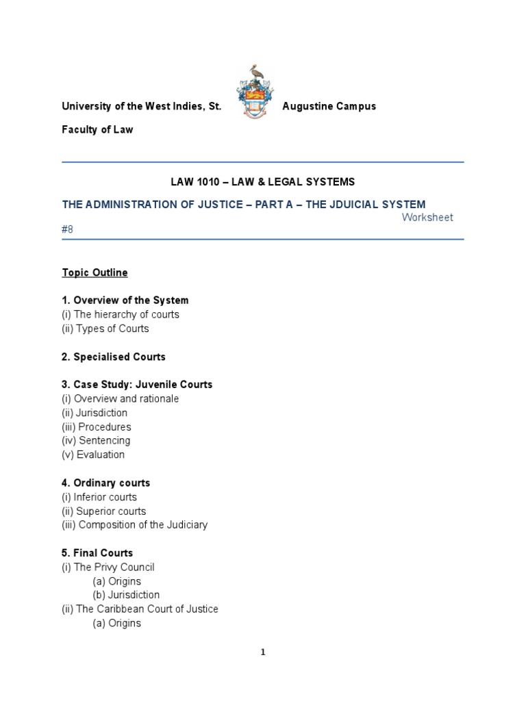 Worksheet #8 Administration of Justice - The Court System | PDF ...