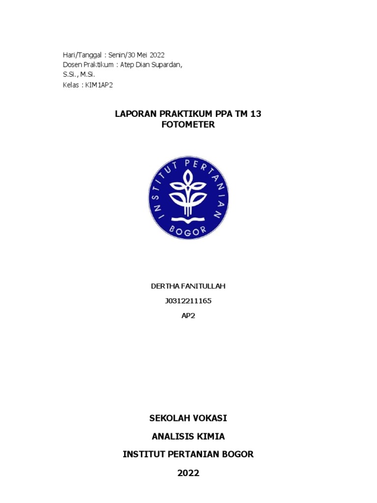 TM13 - AP2 - Fotometer - Dertha Fanitullah - J0312211165 | PDF | Sains & Matematika