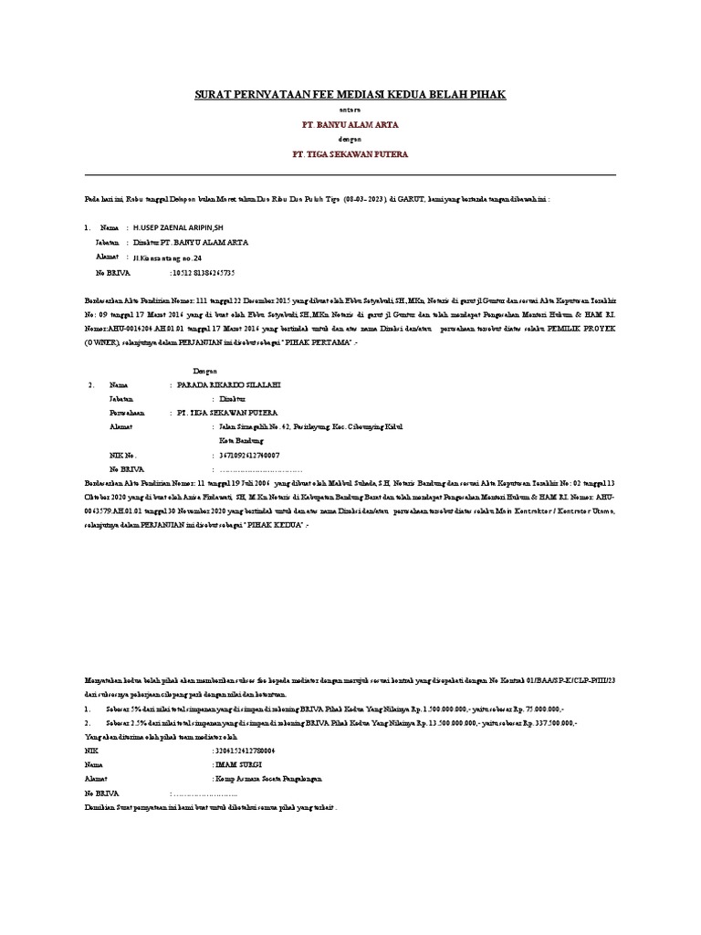 Surat Pernyataan Maincont | PDF