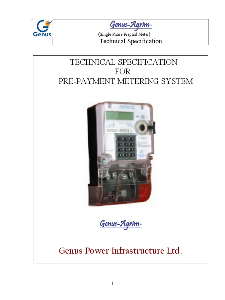 Genus-Agrim Single Phase Meter Specs | PDF | Relay | Modem