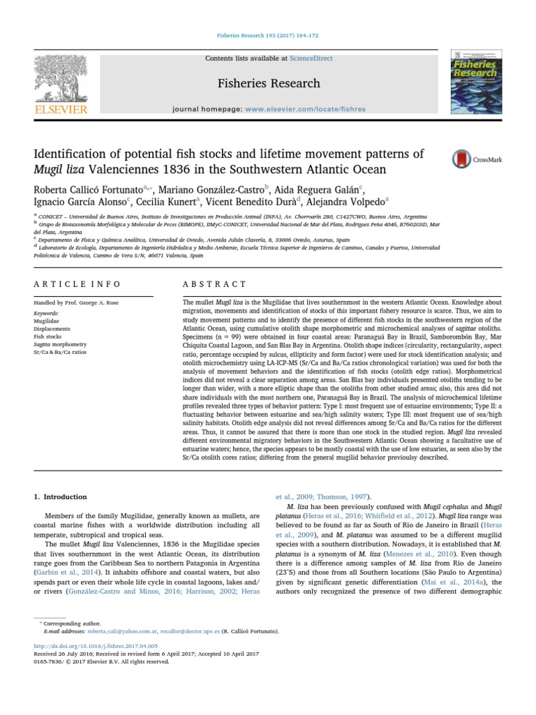 Callico Fortunato-G Castro Et Al - FishRes - 2017 | PDF | Estuary ... Callico Fortunato-G Castro Et Al - FishRes - 2017 | PDF | Estuary ...